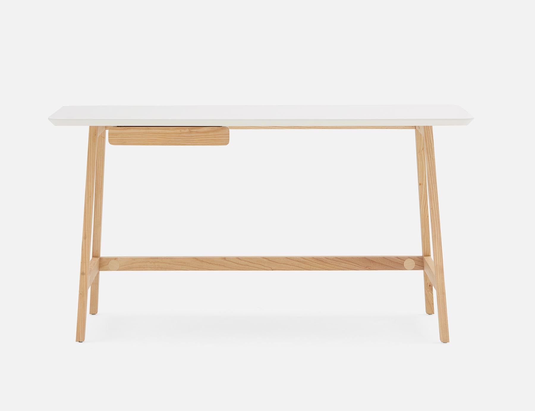 Blum desk in white and natural wood Pure Edge