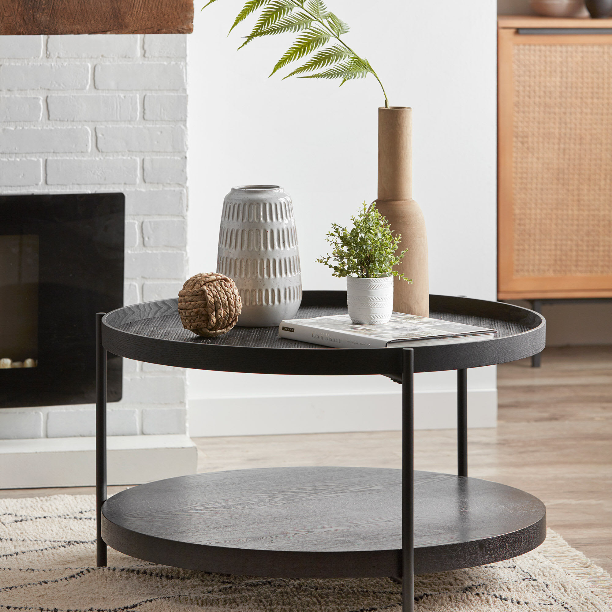 Rattan and Metal Coffee Table Pure Edge