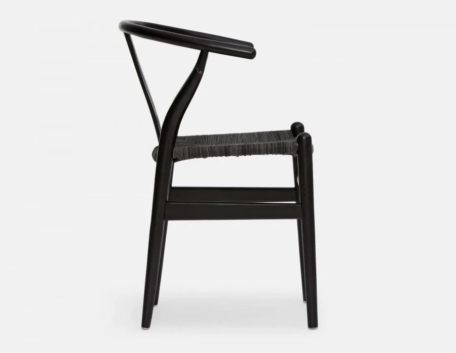 Denmark Beech Wood And Paper Cord Dining Chair Black Pure Edge